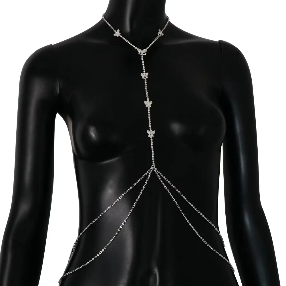 Sexy Butterfly Rhinestone Chest Bracket Bra Jewelry Chain For Women