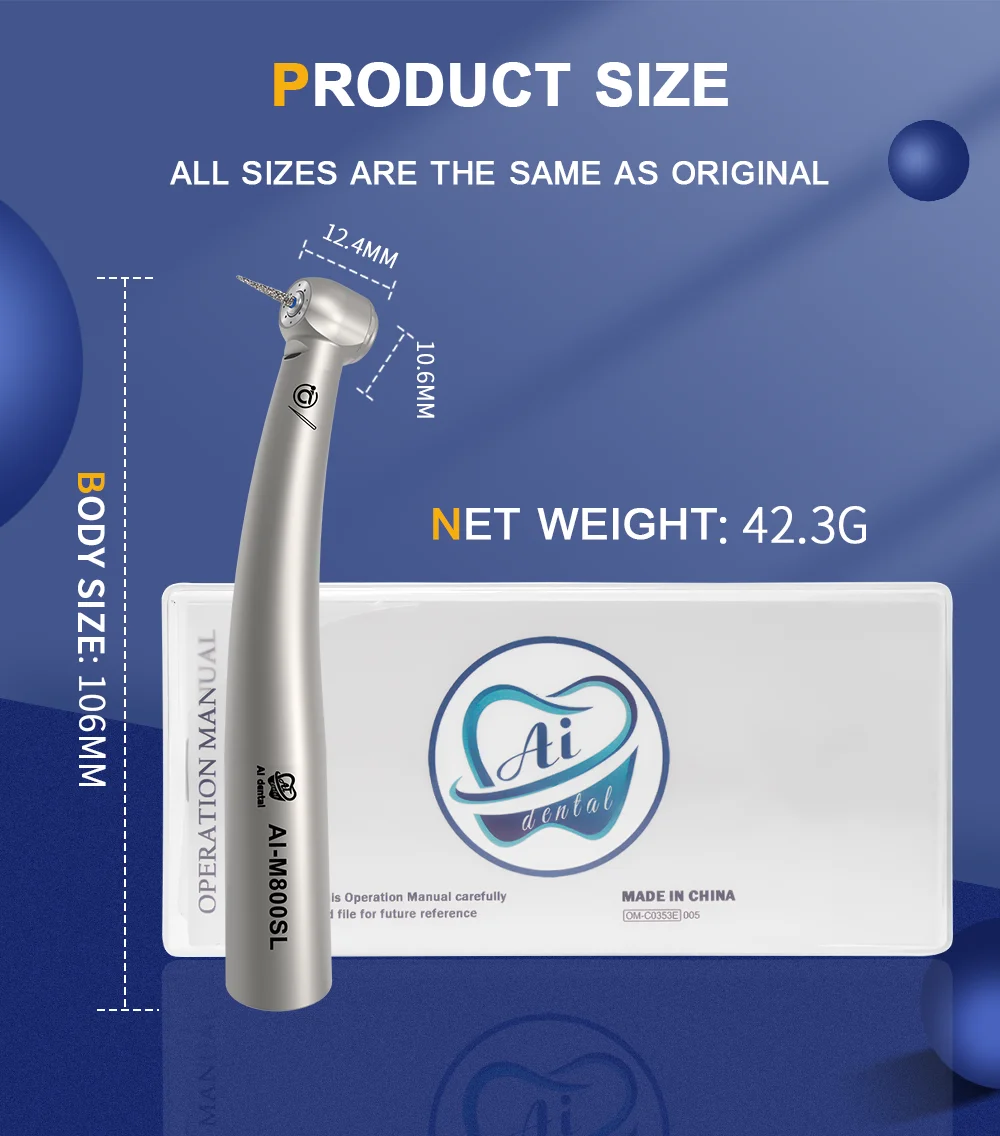 Ai-m800sl Titanium Body Mini Head Dental Air Turbine High Speed Handpiece Quattro Water Spray ...