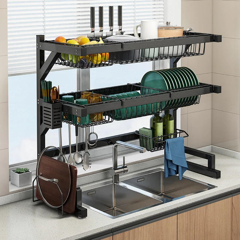 Rack Over The Sink Drainer Shelf For Kitchen Double Layer Stainless ...