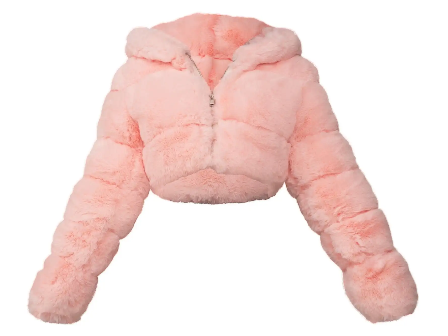 Winter Warmth with KY Long Sleeve Fuzzy Cropped Fur Jacket