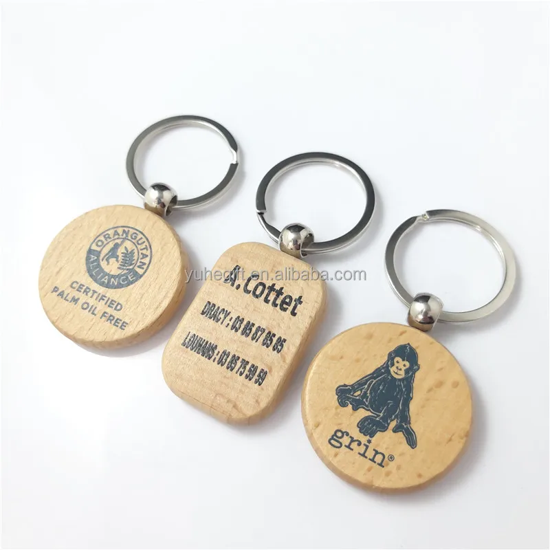 Custom DIY Gifts Handmade Keychain Wooden Key Tag with Split Ring Key ...