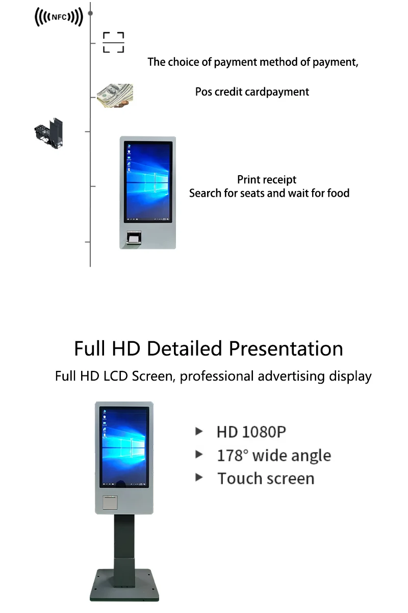 Self Service Ordering Checkout Cash Card Payment Terminal Machine Kiosk ...