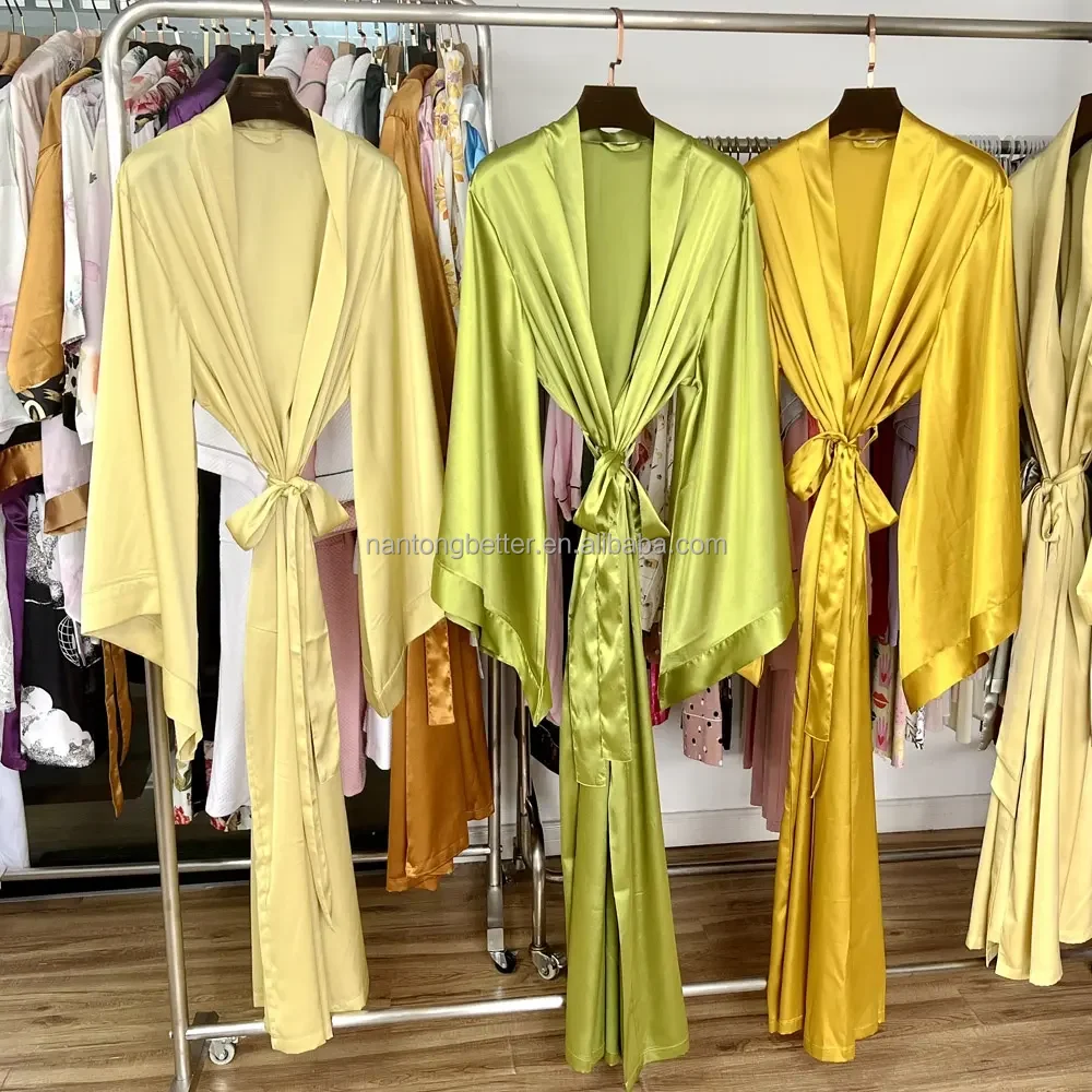 Factory Elegant Luxury Satin Nightgown Custom Long Robes for Women Silk ...