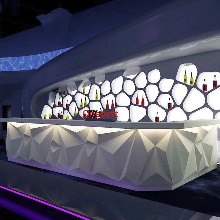 Luxury Corian Marble Mobile Bar Counter with LED Lights - Modern Design ...
