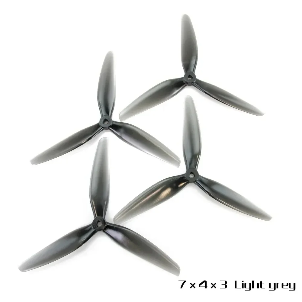 Gray 7x4 3-blade Propeller For Rc Racing Drone Cw & Ccw Oem