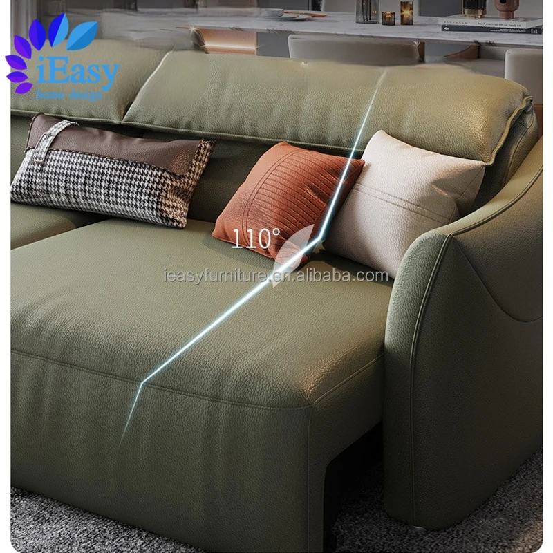 Italian Genuine Leather Electric Sofa Bed - Modern & Convertible