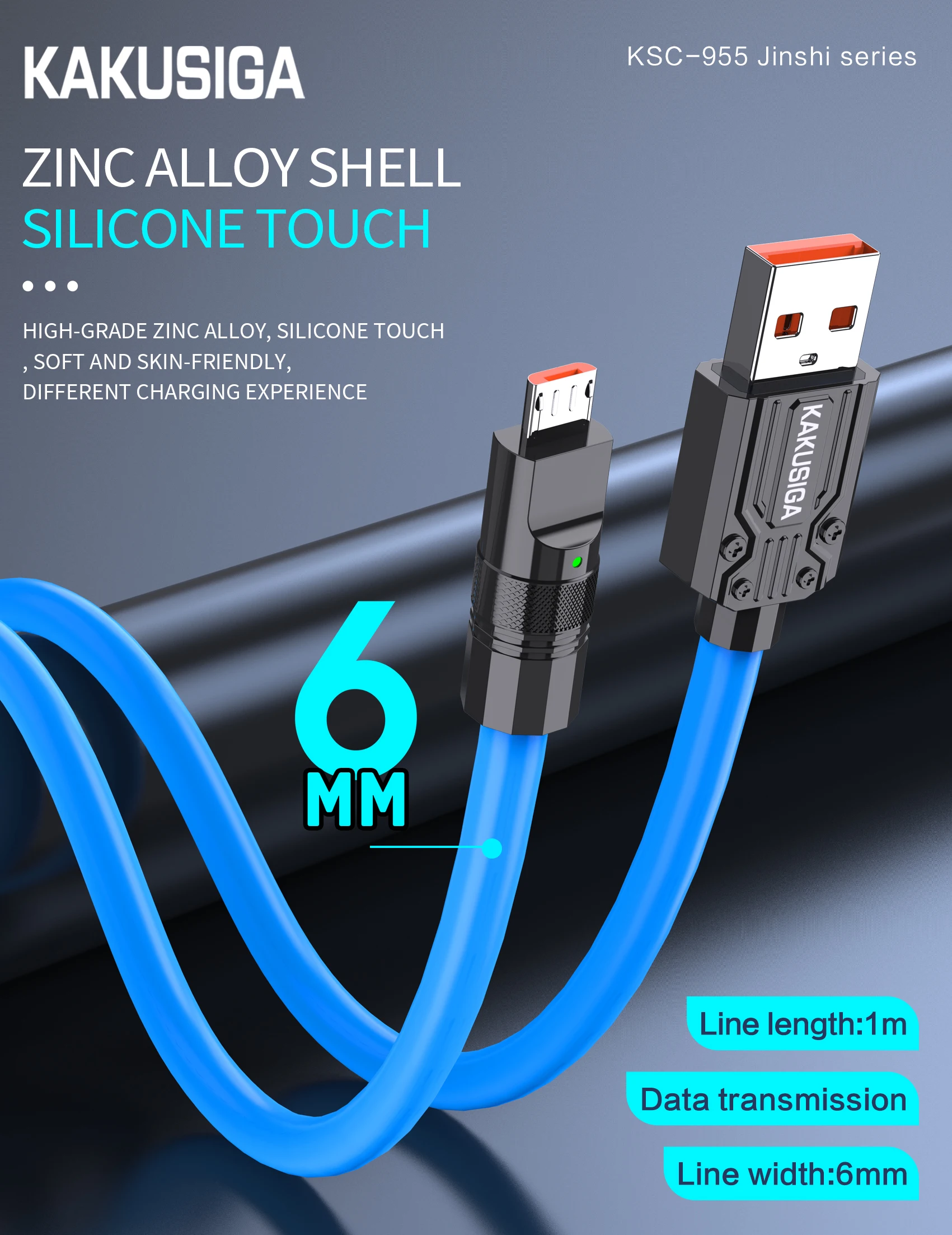 KAKUSIGA KSC-955 JINSHI Smart Charging Cable - 2.4A Fast Charge