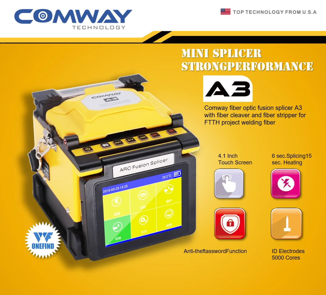 Comway Fiber Optic Fusion Splicer A3 With Fiber Cleaver For Ftth ...