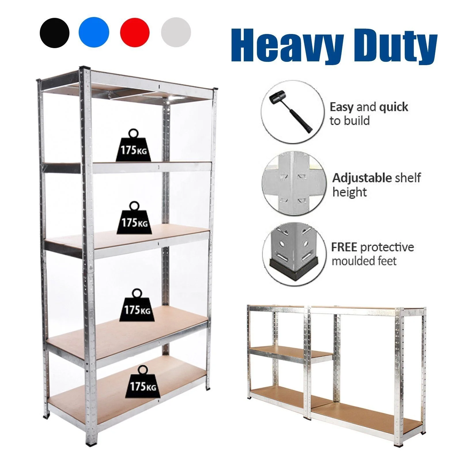 QDDOWELL 5-Tier Galvanized Bolt-Free Warehouse Rack System with E1 ...