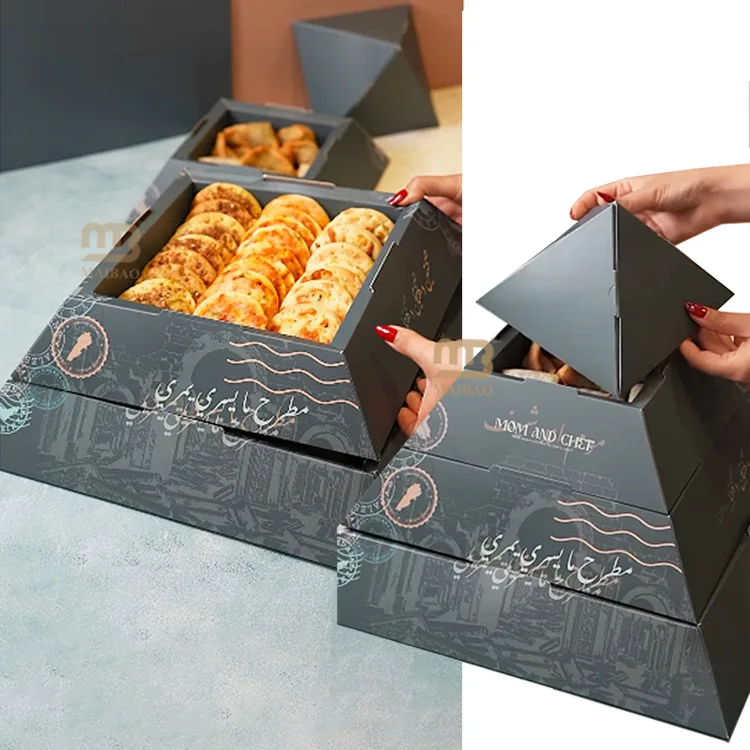Customized Multi-level Pyramid Shape Cake Box Restaurants to Go Dessert ...