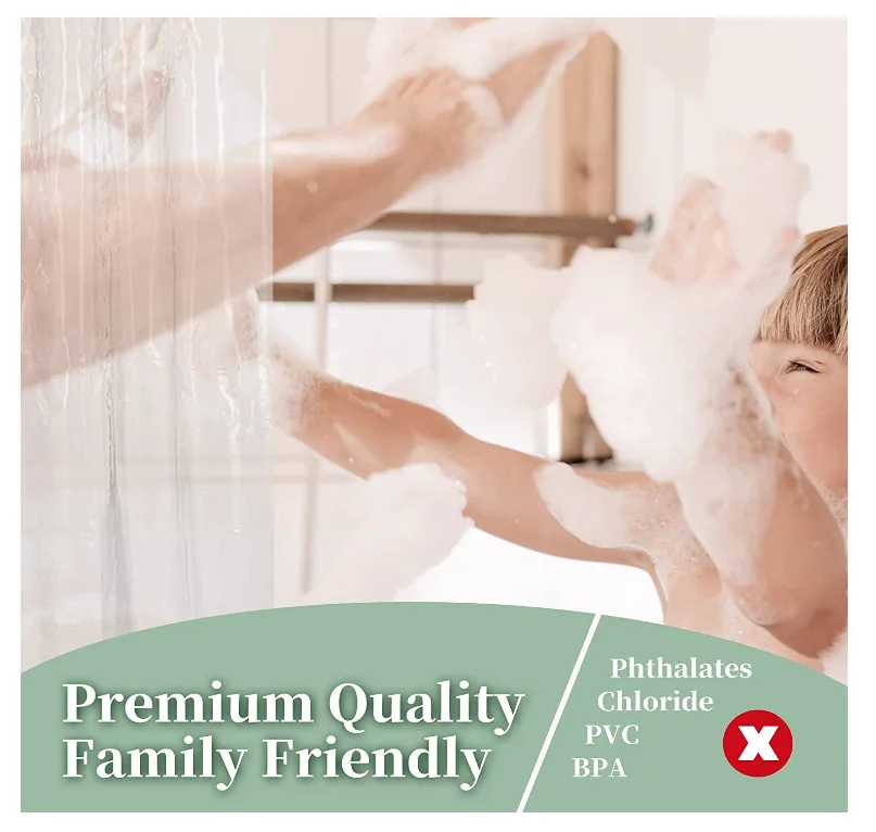 Clear PEVA Shower Curtain Liner with 3 Magnets and Rustproof Grommets ...