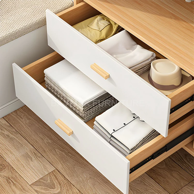 Simple Style Wooden Closets Wall Wardrobe With Storage Cabinets And ...