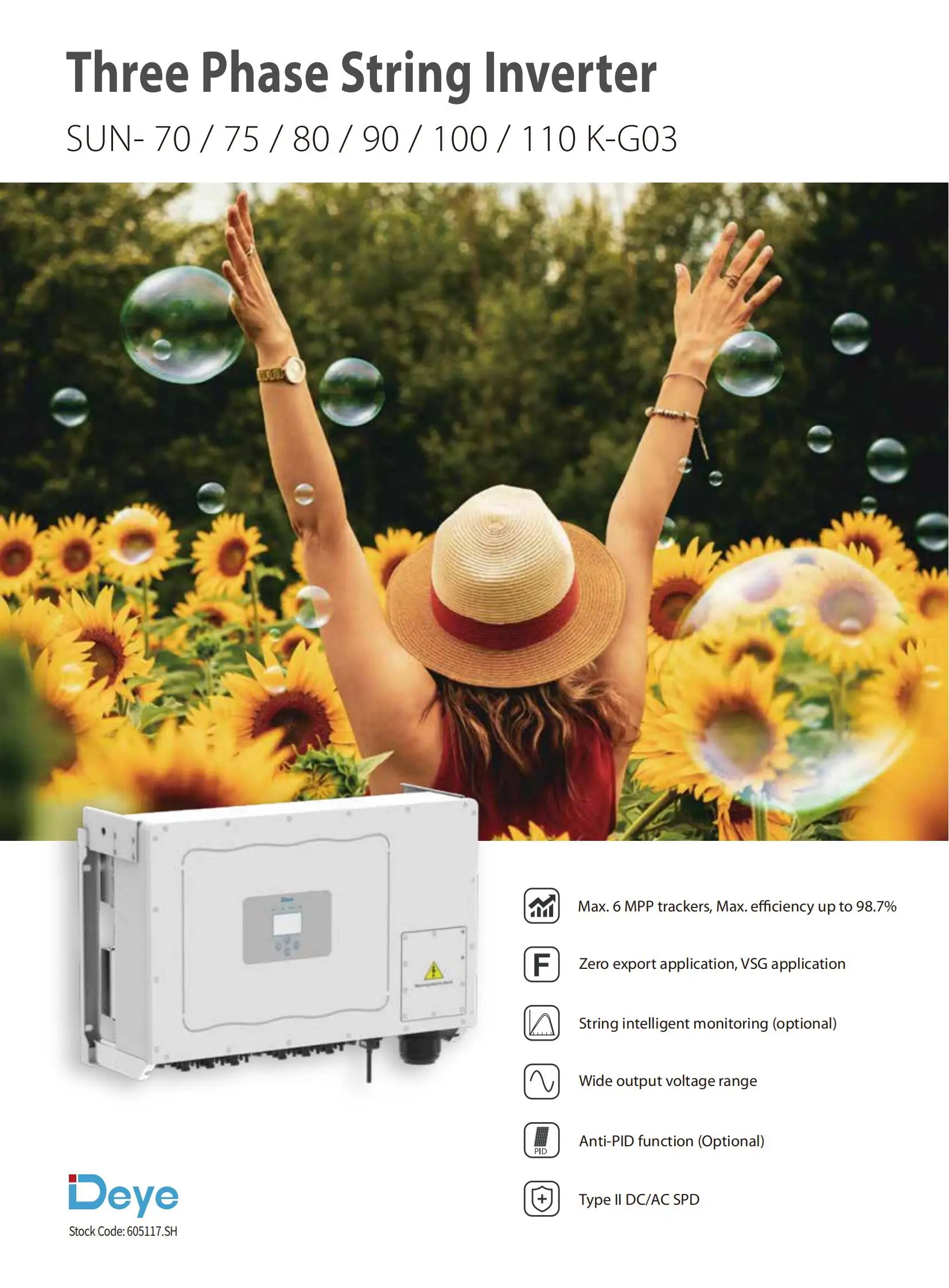Deye Three-phase Solar Grid Connected Inverter Sun-80k-g03 6 Mppt Grid ...