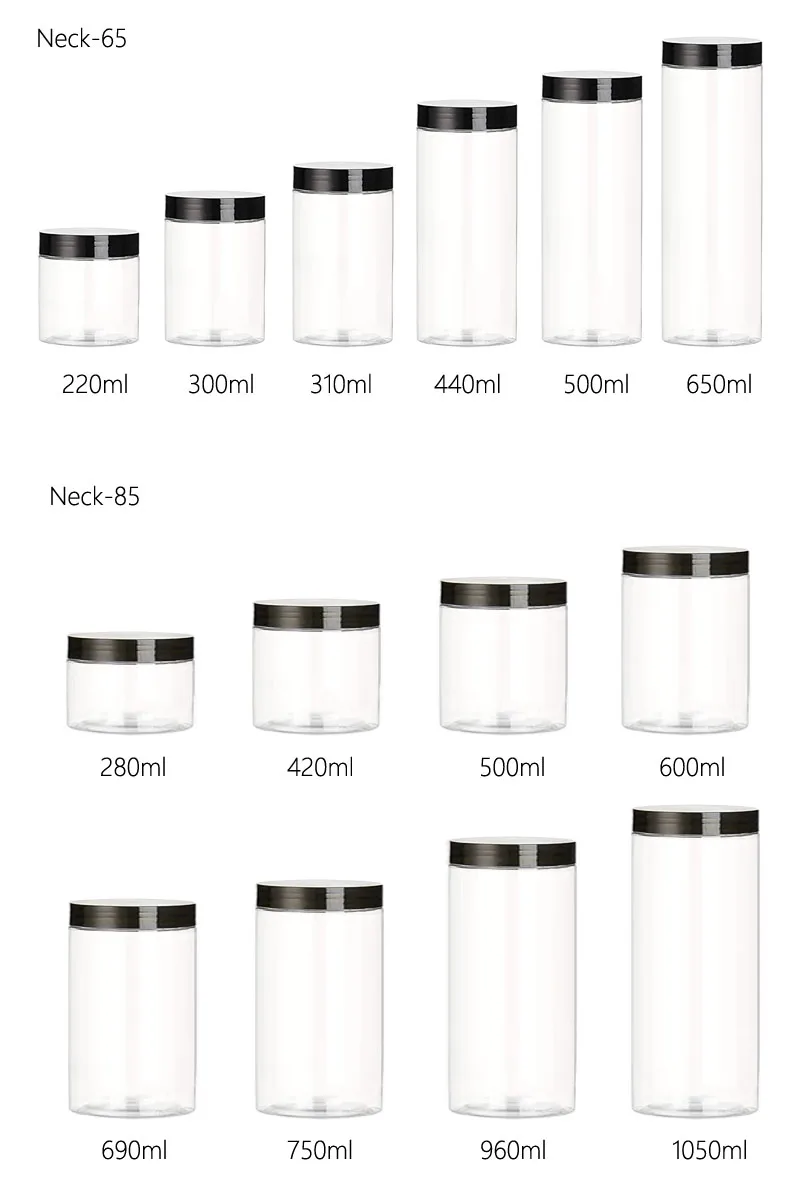 Empty 250ml 500ml 750ml PET Plastic Clear Round Straight Sided Wide ...
