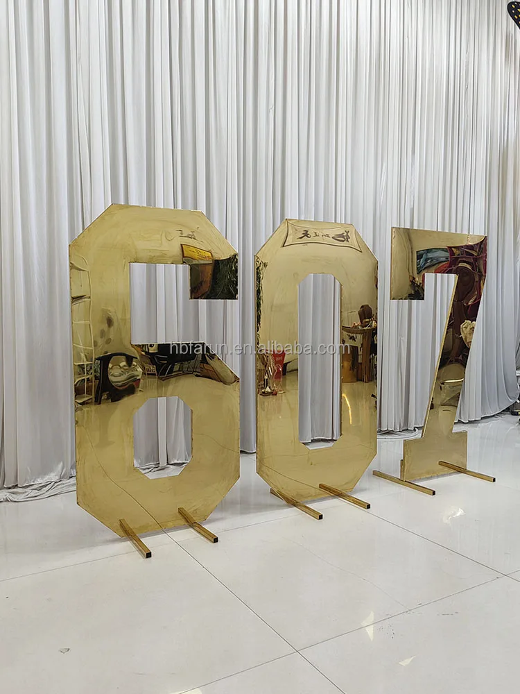 New Design 4ft/3ft Available Marquee Numbers Big Gold Silver Mirror ...