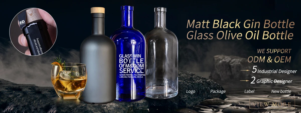 Matte Black Glass Gin Bottle - 500ml & 750ml Options