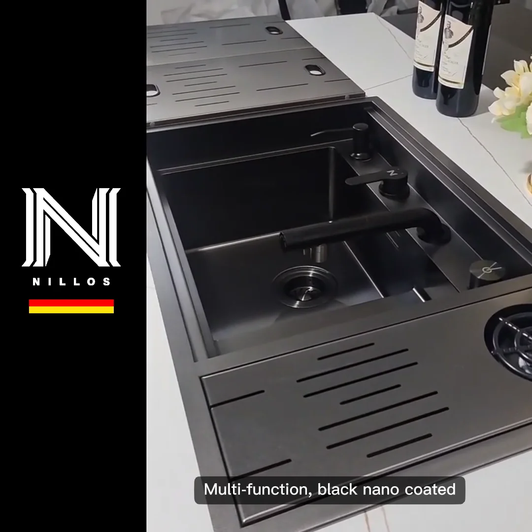 N7646xn1 Sus304 Black Nano Single Large Stepped Basin With Cup Washer ...