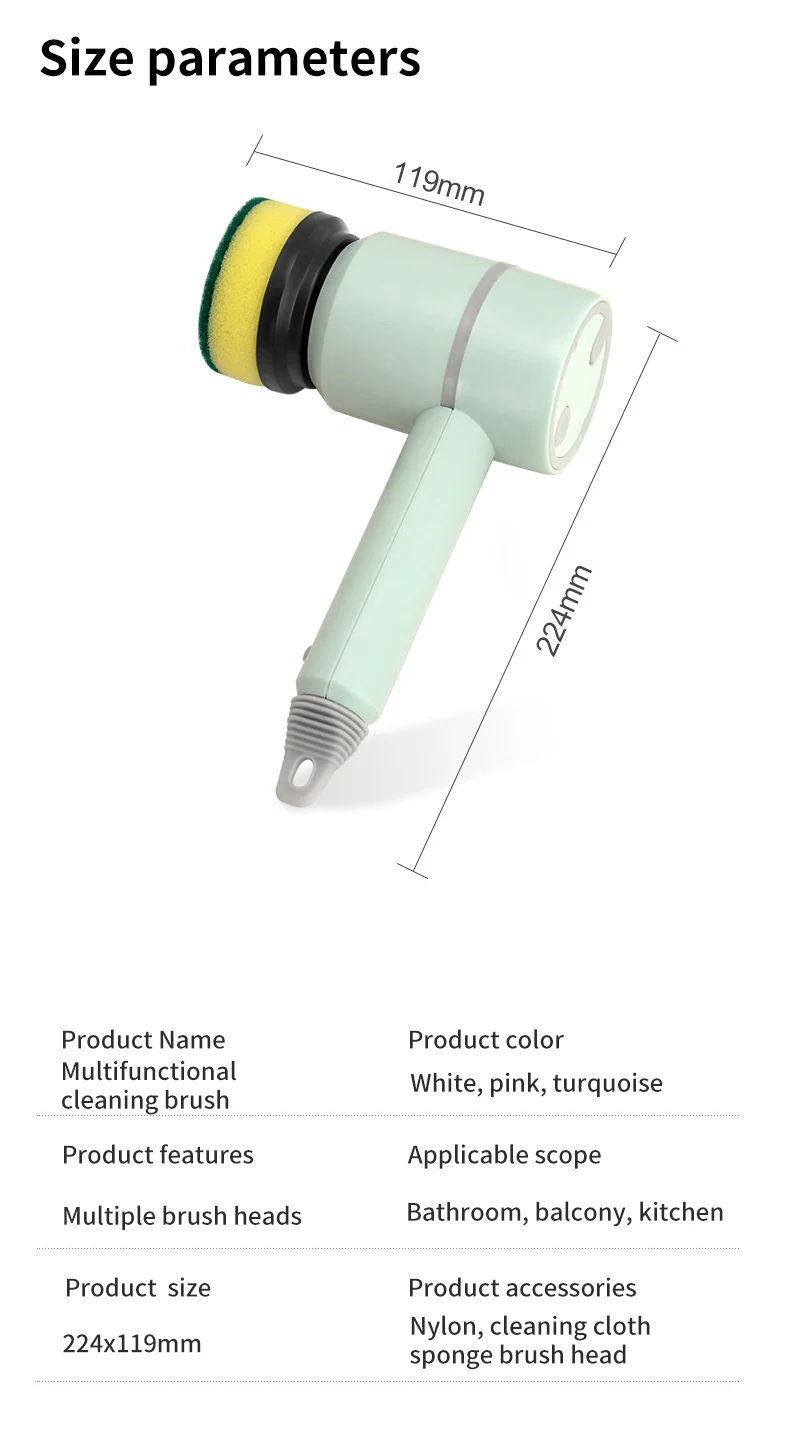 Multifunction Kitchen Household Power Electric Spin Scrubber Cordless ...