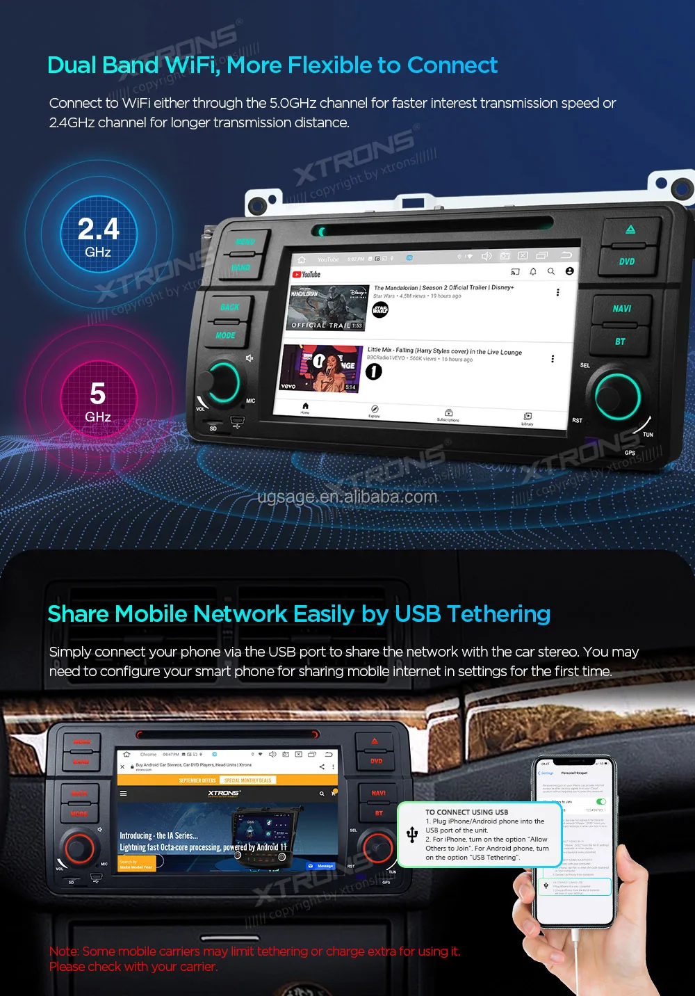 XTRONS 7" Car CD Player - Octa Core 8+128GB Android Auto