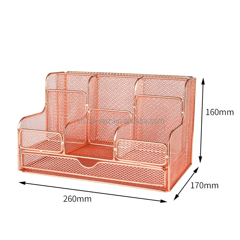 Rose Gold Black Desk Organizer Metal Paper File Document Tray Desk ...