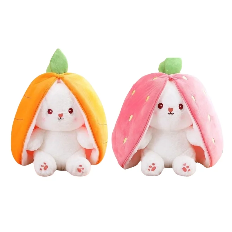 2024 Custom Wholesale Fruit Strawberry Rabbit Change To Carrot Soft Toy ...