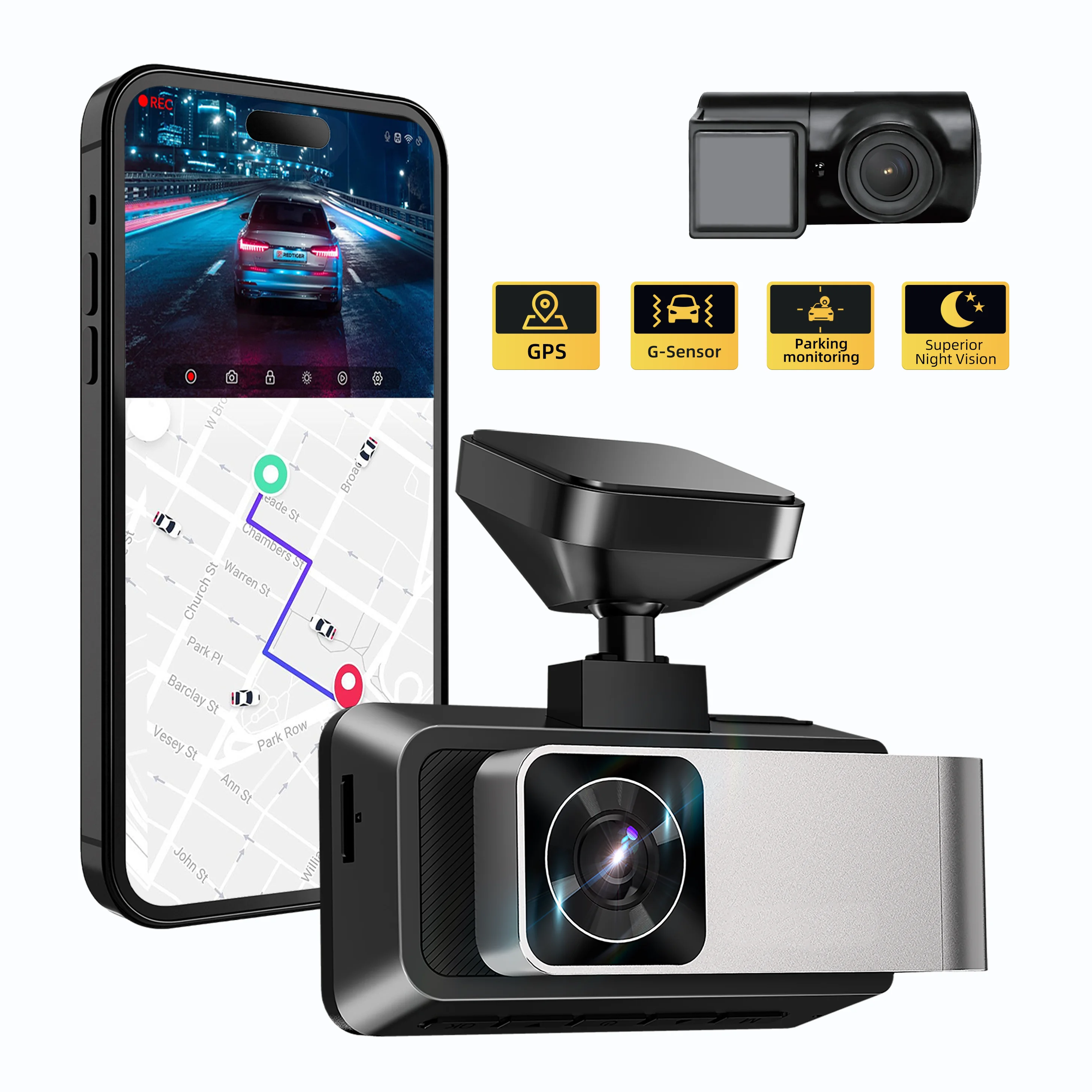 STARVIS 2 Channel 4g Dash Cam F1.5 Dual Lens GPS Dash Cam 3 Inches IPS ...