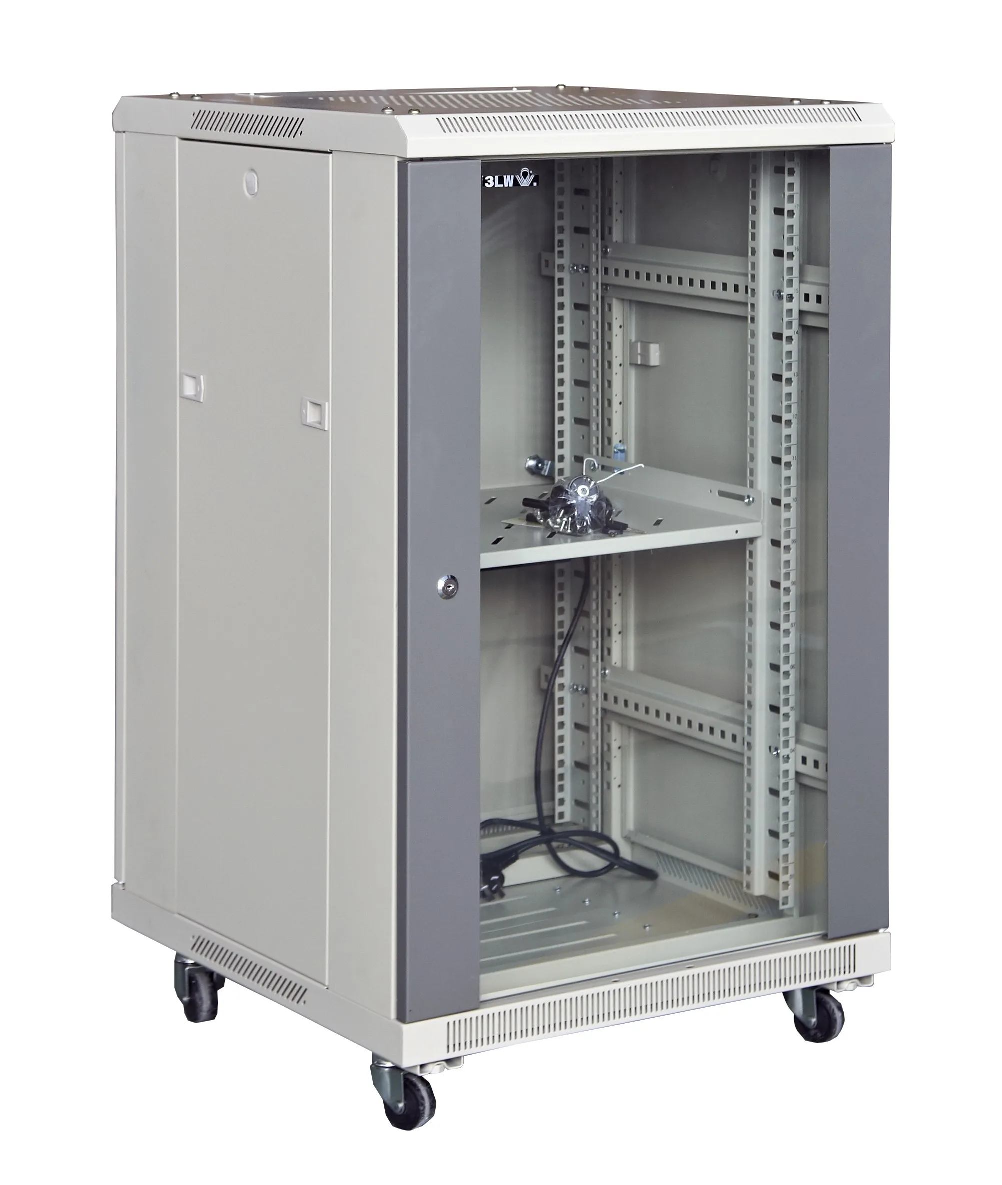 Factory Manufacturing Glass Door 18u-42u Grey Network Server Cabinet ...