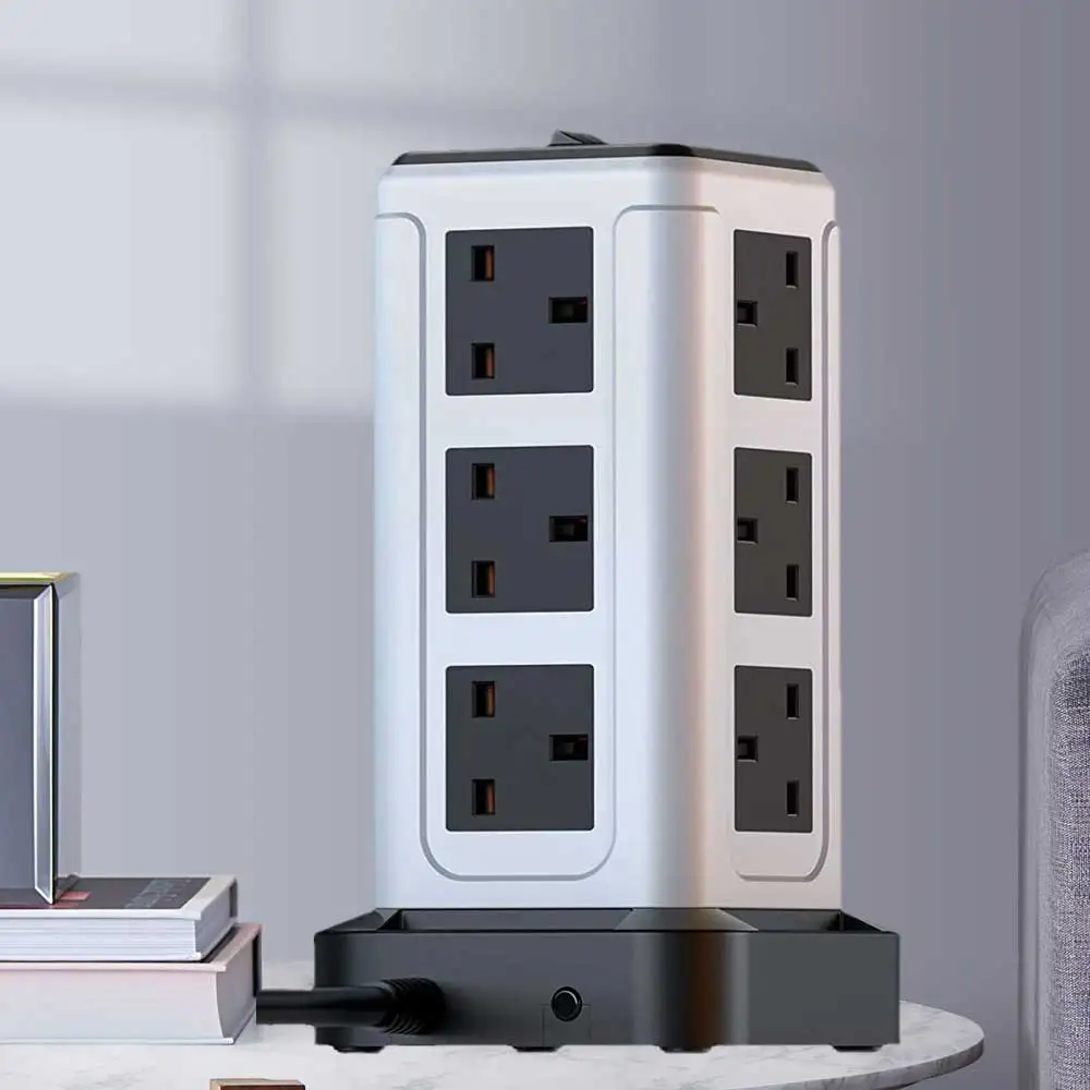 Oswell Uk Power Tower Extension Surge Ac Output Cables Socket With Usb ...