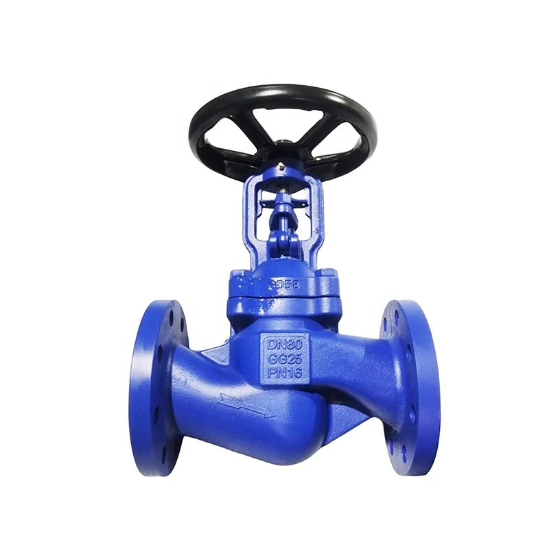 4 Inch DIN Flanged Shut off Valve Cast Iron Bellow Globe Valve PN16