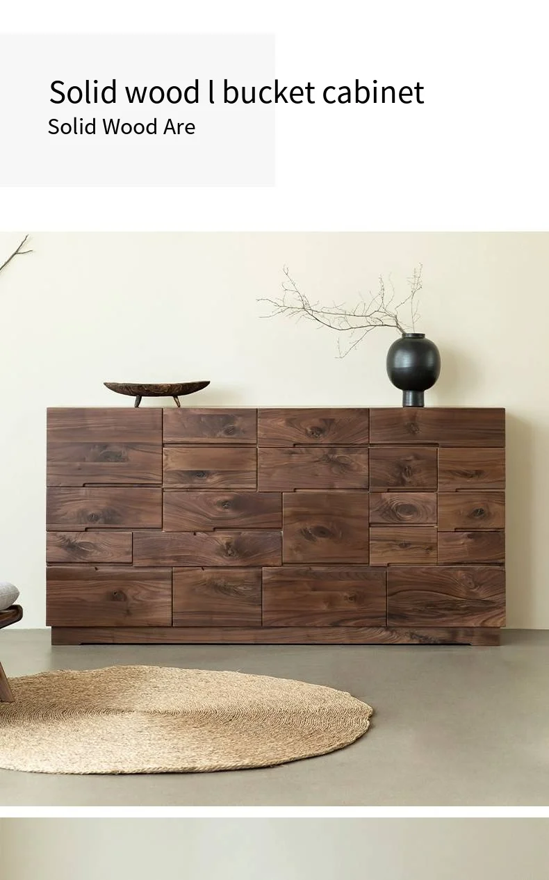 Irregular Storage Nine Bucket Cabinet Black Walnut Wood Japanese Nordic ...