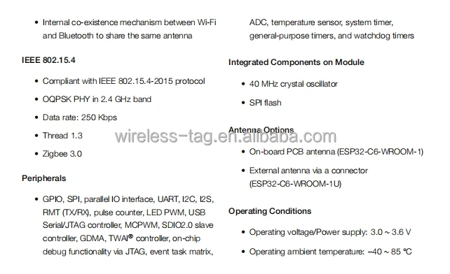 ESP32-C6 Wifi6 Modules with RISC-V Support for Iot