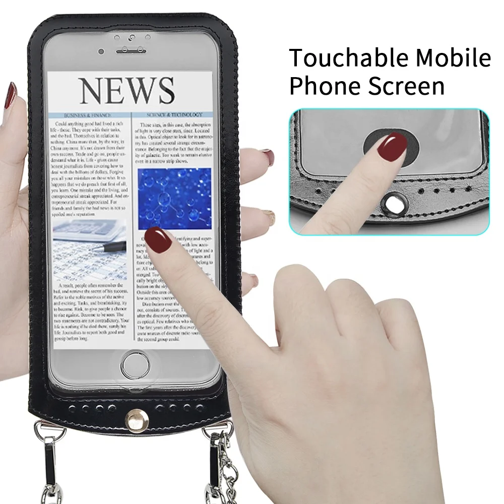 PU Leather Crossbody Cell Phone Bag - Touch Screen Mini Pouch