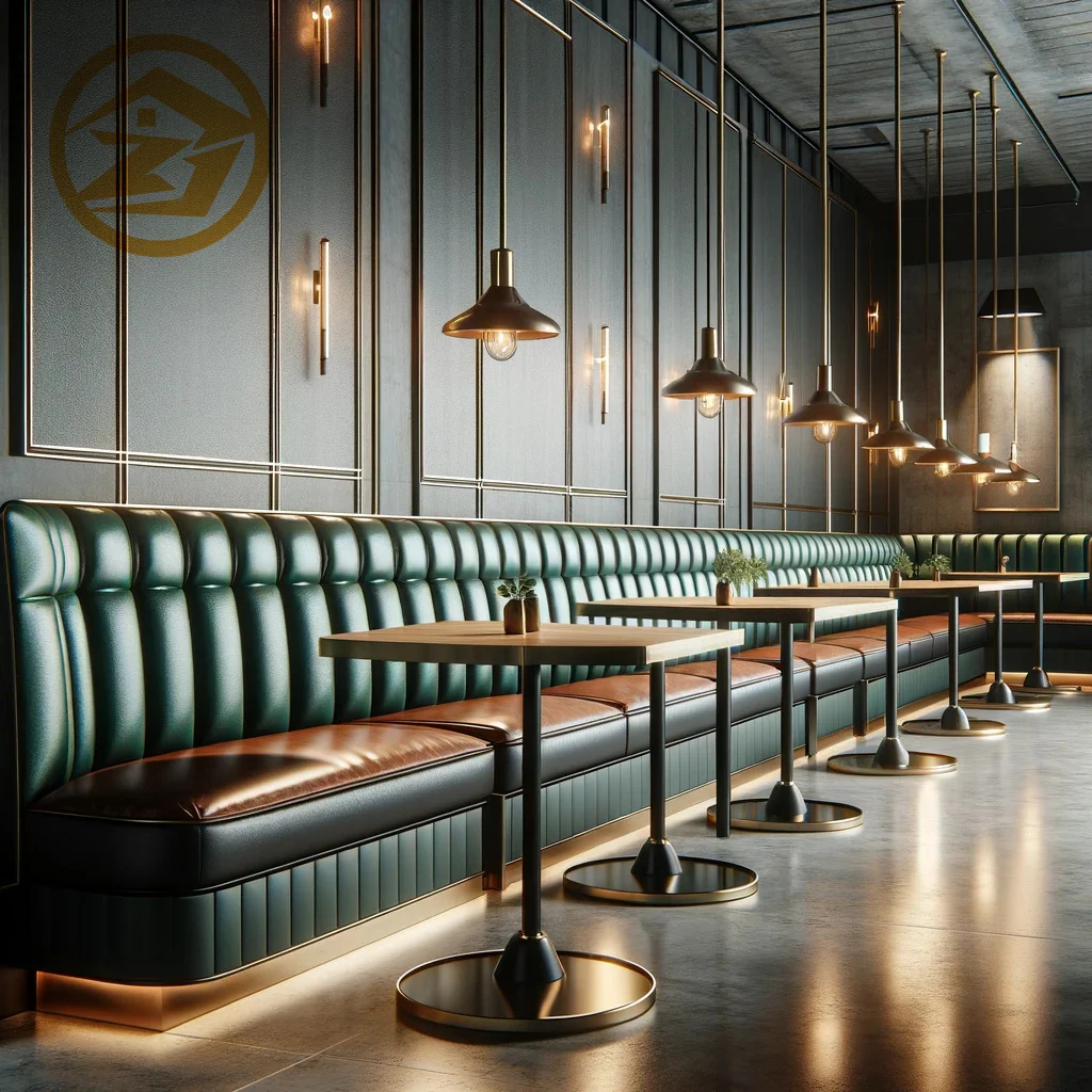 Industrial Pub Vintage Cheap-Restaurant-Booths Brown Leather Canteen ...