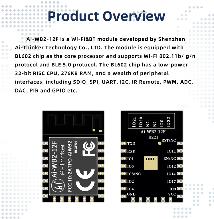 Ai-wb2-12f Wifi BLE Combo for Smart Home - Ai-thinker