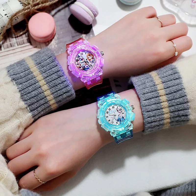 Fashion Glitter Cartoon Kids Quartz Watch Ice Princess Ladies Cartoon ...
