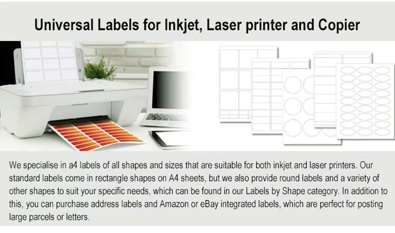 100 Sheets A4 / Letter Size Sticker Paper & Film Shipping Packaging ...