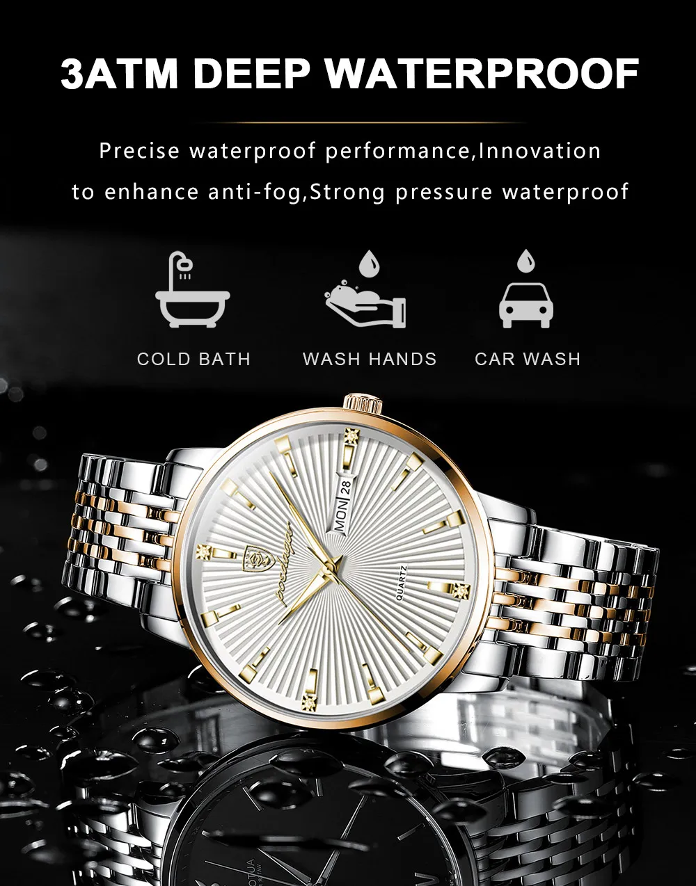 POEDAGAR Men's Watch - Ultra Thin Waterproof Quartz