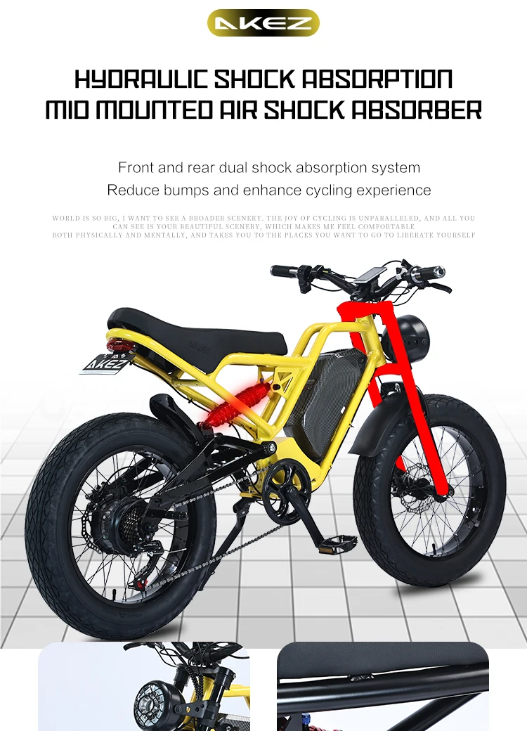 AKEZ 1500W Adult Stealth Bomber E-Bike - 48V Lithium Battery