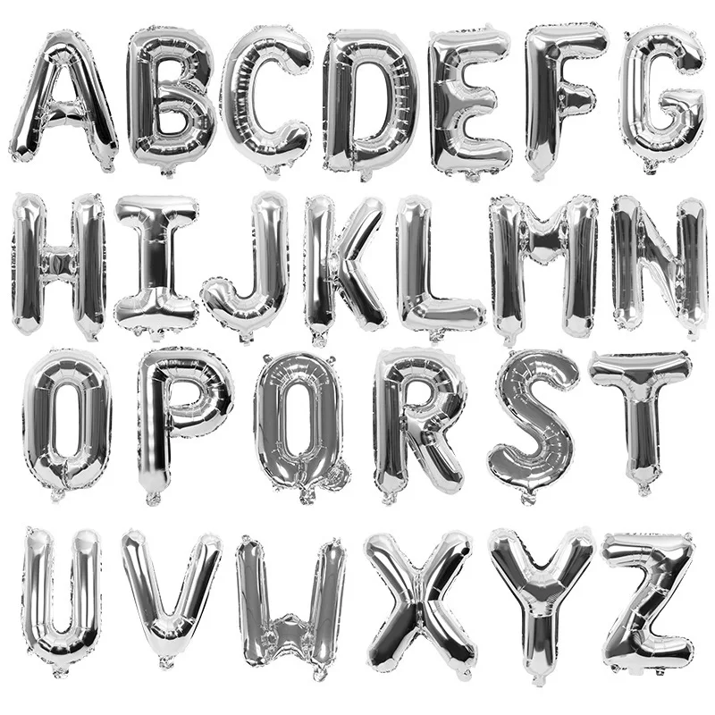 16 Inches Silver Helium Balloon 26 Letters Party Decoration Aluminum ...