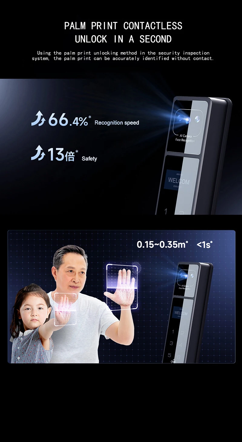 Fingerprint Camera 3D Face Recognition Fingerprint Door Lock APP Remote ...