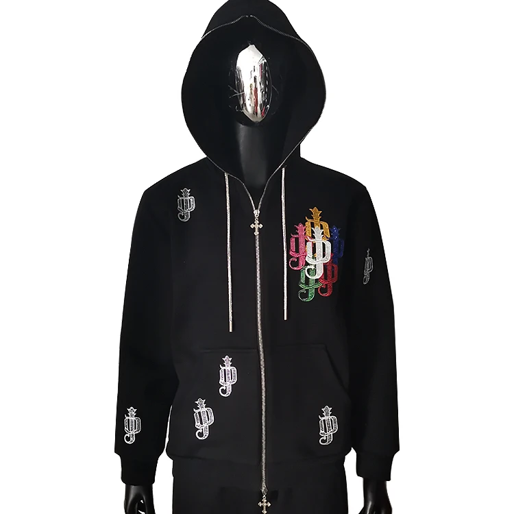Men's Clothing Double Layer Zip Up Hoodie Custom Wholesale Full Zip Up ...