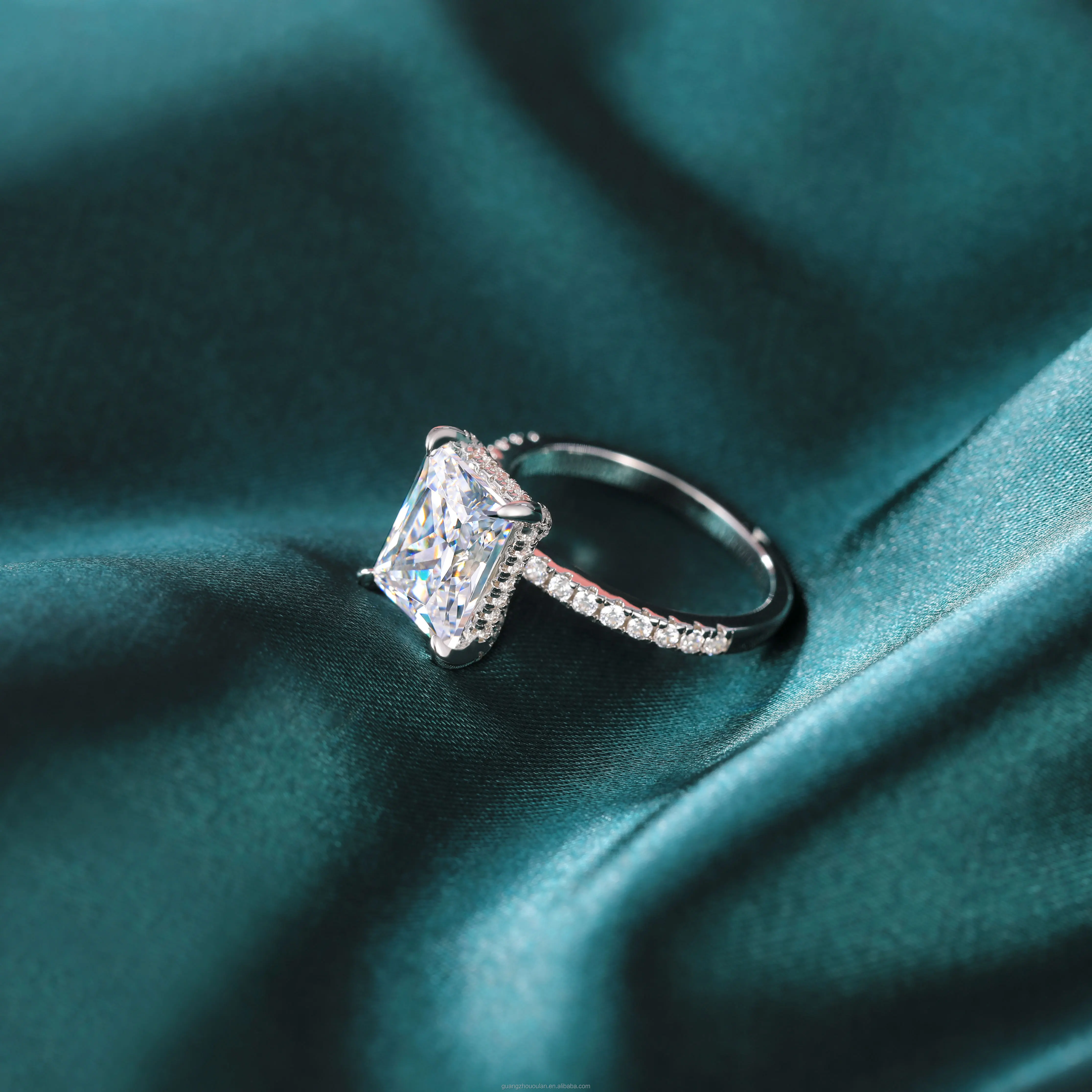 Somen 4CT Copper Ring Women Radiant Cut CZ Engagement Band