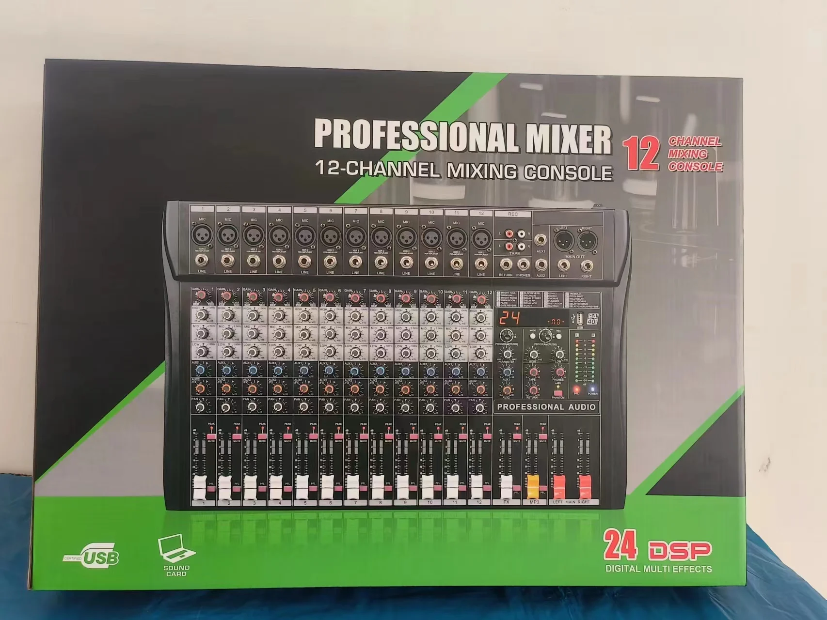 Kaika Rx12-1 Professional 12-channel Audio Mixer 48v Phantom Usb High ...