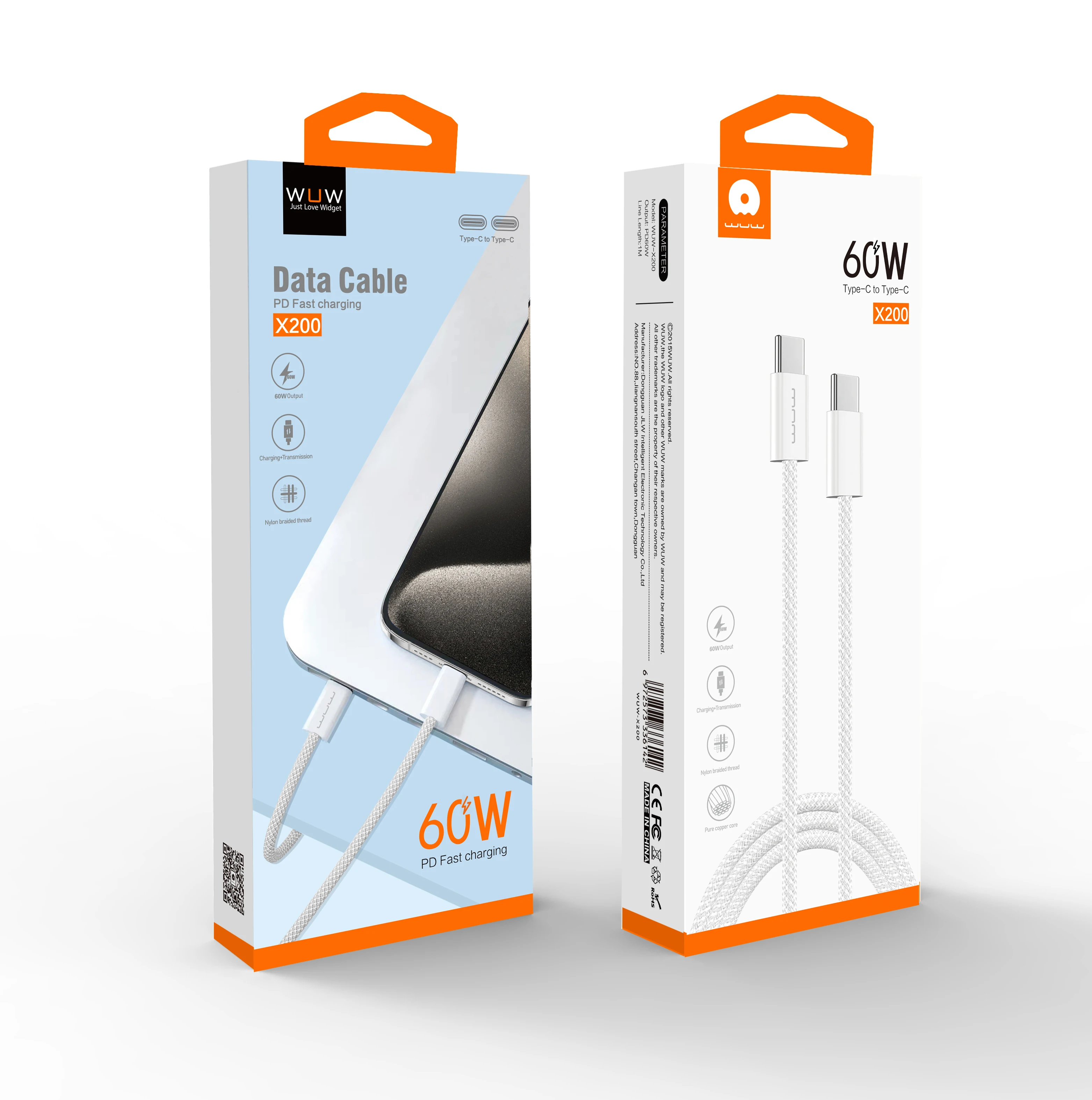 PD 60W Fast Charger Cable USB C to USB Type C Cable for IP 15ProMax ...