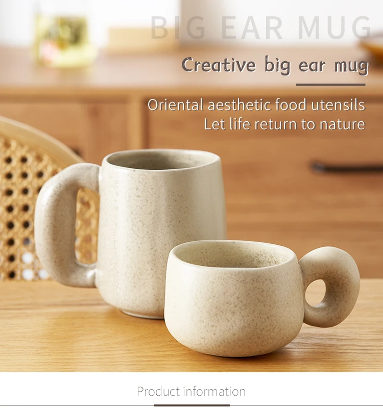 Nordic Ins Creative Big Ear Ceramic Mug Large Espresso Mugs Ceramic Tea ...