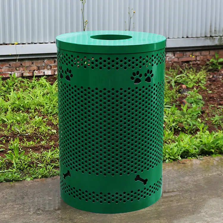 Outdoor Metal Dog Proof Garbage Receptacle Trash Can Outside Garden ...