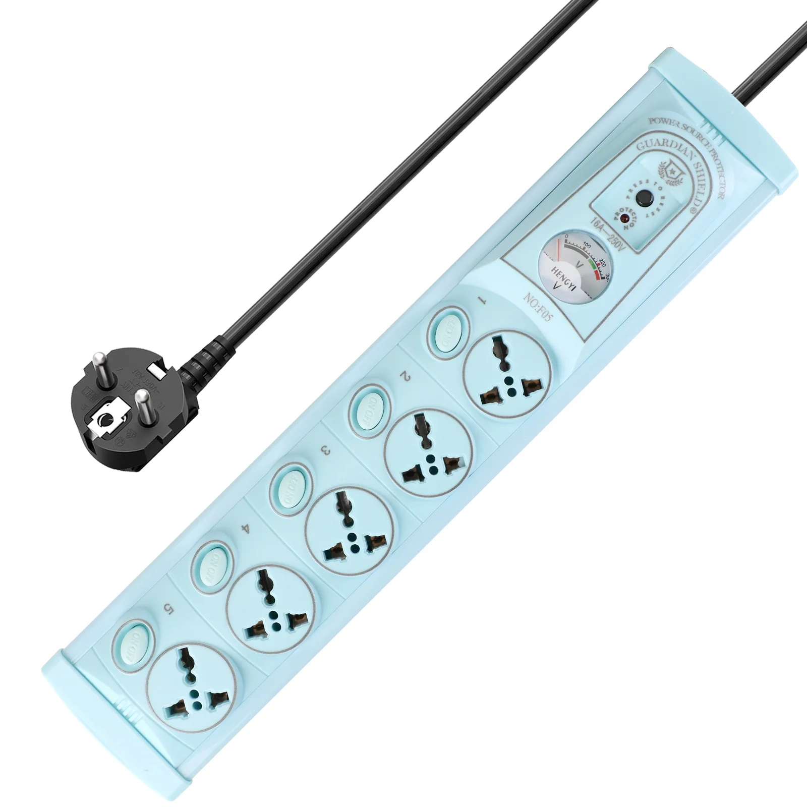 Universal Extension Socket 5 Ports Power Strip With Independent Switch ...