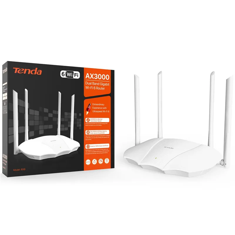 Tenda AX3000 Dual Band Gigabit Wi-Fi 6 Router RX9 High-Speed Fiber ...