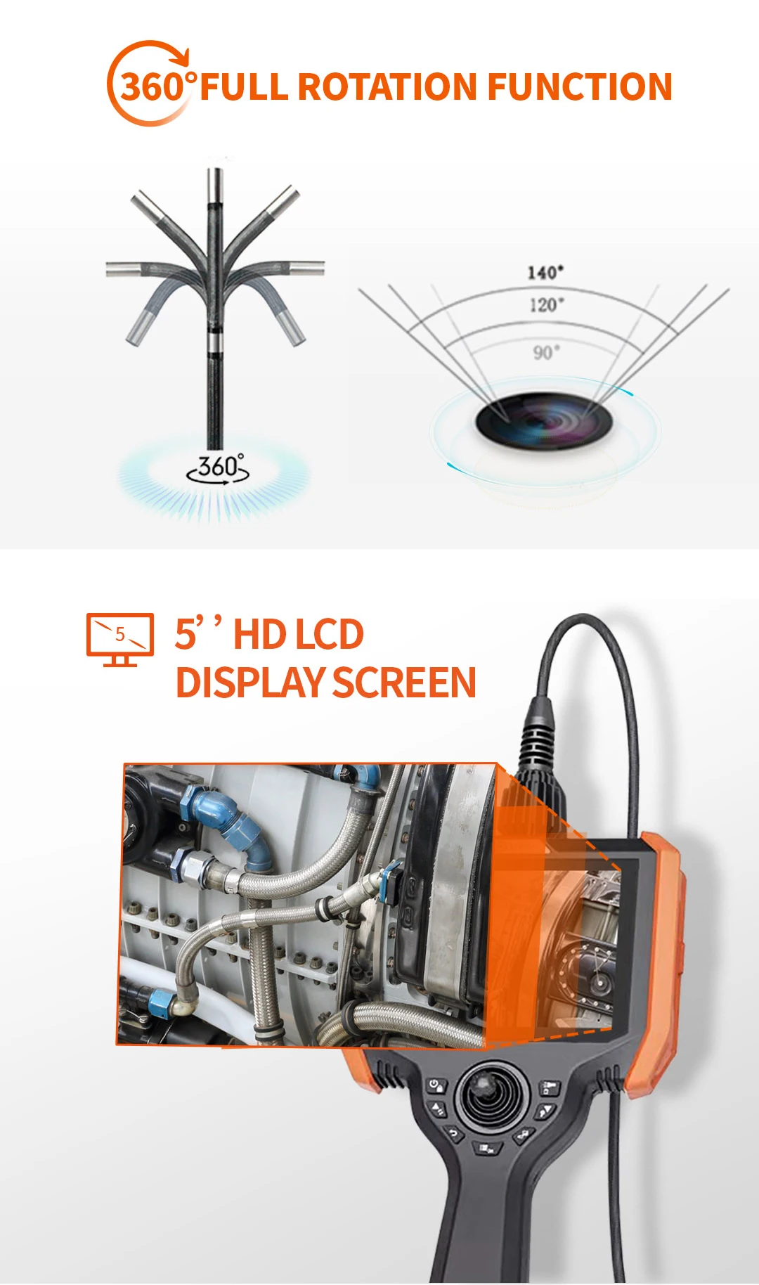 1.2mm/ 1.8mm/ 2mm Mini Endoscope 360 Aritculation Industrial Endoscope ...