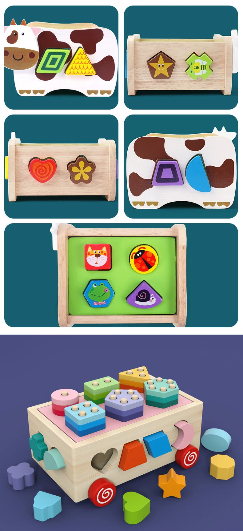 Wood Preschool Learning Kindergarten Educational Teaching Aids Shape ...